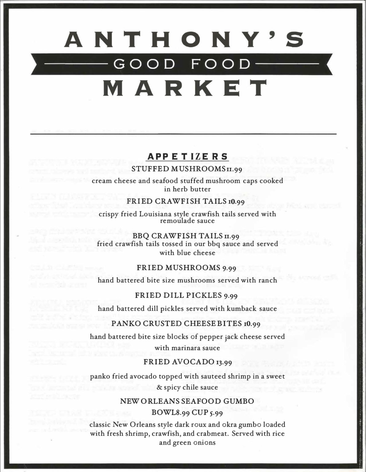 Menu – Anthony's Good Food Market